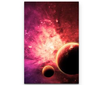 Paul Sinus Art Leinwandbilder | Bilder Leinwand 90x60cm roter Planet im Universum
