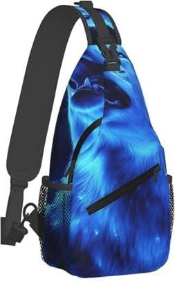 Generic Durable Sacoche Tactique Loup magique de la galaxie de lunivers bleu dans lespace Sac De Poitrine R&eacute;glable Sac Poitrine pour Homme &eacute;cole Camping