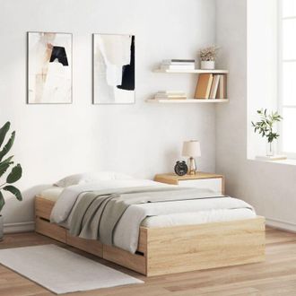 vidaXL Bettgestell mit Schubladen Sonoma-Eiche 100x200cm Holzwerkstoff Vidaxl