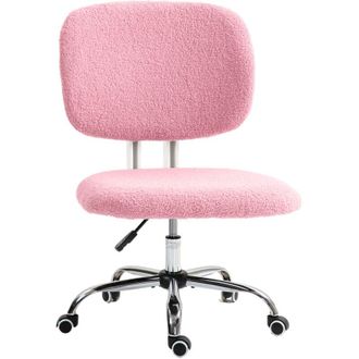 Vinsetto Vinsetto - B&uuml;rostuhl, Ergonomischer Schreibtischstuhl, H&ouml;henverstellbarer Computerstuhl ohne Armlehne, Drehstuhl f&uuml;r Arbeitszimmer, Samt, Rosa
