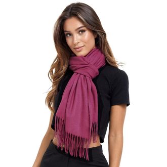 Glamexx24 Schal Damen Winterschal Gef&uuml;hl Langer Schal mit Fransen Baumwolle Warm Herbst Winter Unifarben Deckenschal und T&uuml;cher 200 x 74 cm