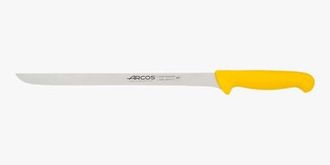 Arcos Couteau &agrave; Jambon Flexible - Lame Acier Inoxydable Nitrum 28 cm - Coupe Pr&eacute;cise et Durable - Manche Polypropyl&egrave;ne Jaune - S&eacute;rie 2900