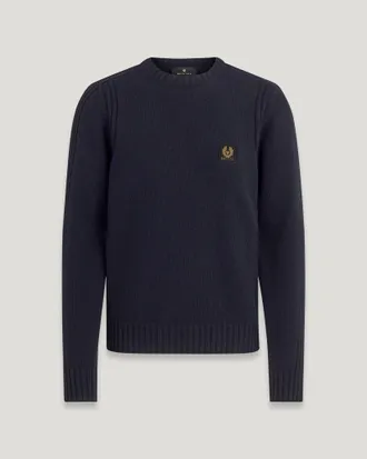 Belstaff Pull &Agrave; Col Ras-du-cou Watch Pour Homme Laine Dagneau Bleu Encre Fonc&eacute; 2xl