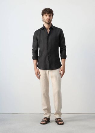 Mango Chemise slim-fit 100 % lin noir - Homme - XXL - MANGO MAN