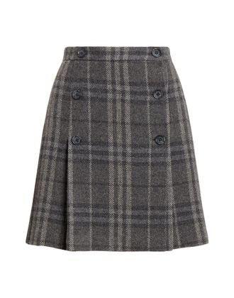 Ralph Lauren PLAID PLEATED WOOL-BLEND TWEED MINISKIRT