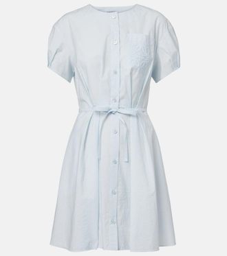 Loewe Robe chemise Paulas Ibiza Anagram en coton m&eacute;lang&eacute;
