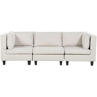 Beliani Modulsofa 3-Sitzer UNSTAD Stoff Hellbeige