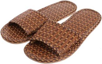 BESPORTBLE Pantoufles d&Eacute;t&eacute; en Rotin Tress&eacute; Sandales &agrave; Semelle Plate Noires Taille 37-38 L&eacute;g&egrave;res et Respirantes pour Usage Quotidien &agrave; la Maison Chaussures Confor