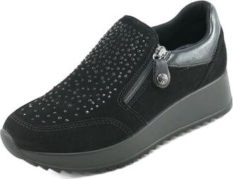 Enval soft Enval Soft 8779300 Esther - Baskets Platform avec fermeture &eacute;clair en daim, Noir, 38 EU