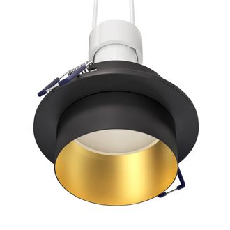 LEDs Com Deckeneinbaurahmen KRON, rund, schwarz/gold matt, inkl. GU10 LED 500lm, warmweiß, 3-Stufen-Dimmer