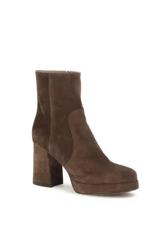 Valentino Garavani Womens Platform Ankle Boots Ebony Brown Calf Leather Bos Taurus