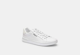Coach Clip Low-Top Sneaker f&uuml;r Frauen in Wei&szlig;, Gr&ouml;&szlig;e 6.5 | Leder