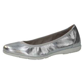 Caprice Damen Ballerinas aus Leder Flach, Silber (Silver Metal.), 37 EU