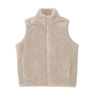 Generic Femmes Grand Automne/Hiver Casual L&acirc;che Sans Manches Col Montant Chaud Corail Velours Gilet Manteau Long Down Vest Femmes, kaki, 4XL