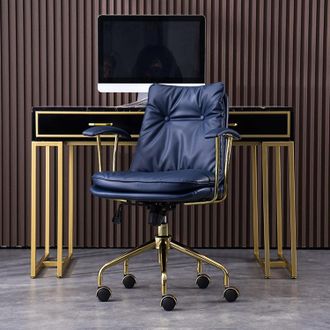 Generic Ergonomischer B&uuml;rostuhl, hoher Schreibtischstuhl aus PU-Leder, h&ouml;henverstellbarer Computerstuhl mit Armlehnen und Rollen, Tragkraft 181 kg