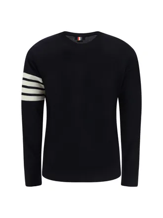 Thom Browne Mens Virgin Wool Sweater Navy Fleece Ovis Aries