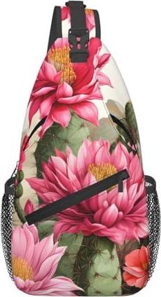 Generic Sacoche Homme Bandouliere Fleur du d&eacute;sert de cactus R&eacute;glable Sac De Poitrine Casual Sac DEpaule pour Randonn&eacute;e Femme Cyclisme