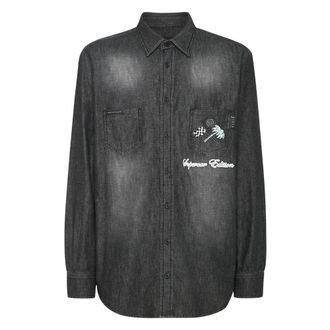 Philipp Plein Cars Racing Denim Shirt - - Shirts - Herren - Grau - L