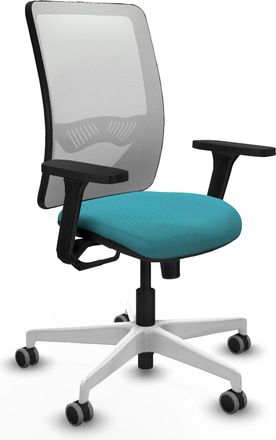 Piqueras y Crespo Verstellbarer Stuhl mit Rollen Zulema mit 3D-Armen, h&ouml;henverstellbare Lendenwirbelst&uuml;tze, ausgestattet mit 3 Positionen und Schneideschaum, Wei&szlig;/T&uuml;rki