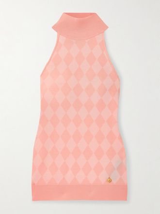 Balmain &Auml;rmelloses Oberteil Aus Kariertem Jacquard Aus Einer Wollmischung Mit Stehkragen - Gr&uuml;n