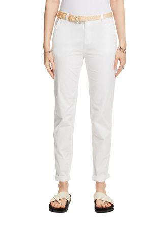 Esprit Damen 993EE1B312 Hose, 100/WHITE, 34/30