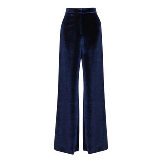 Self Portrait Pantalon large en velours - Femme - Pantalons - Bleu - Taille: 32 FR