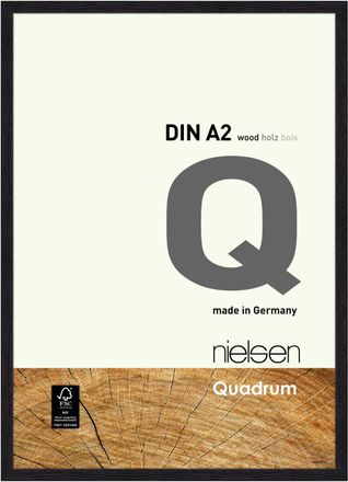 Nielsen Design Bilderrahmen, 42 x 59,4 cm (A2), Holz, Schwarz, Posterrahmen zum Aufh&auml;ngen im Hoch- & Querformat, Echtglas, Quadrum