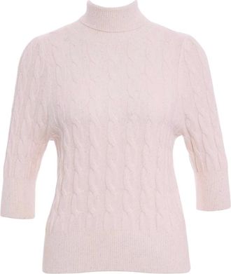 Kaos Kaos - Pull en maille torsad&eacute;e avec reflets scintillants - Femme - Pulls - Rose - Taille: 42 FR