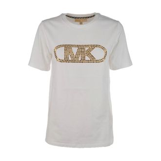 Michael Kors Femme, Tops, Blanc, Taille: 40 FR T-shirt en jersey de coton avec monogramme Empire clout&eacute;