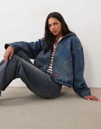 Dickies Miami Jeansjacke mit Kapuze in mittlerer blauer Waschung