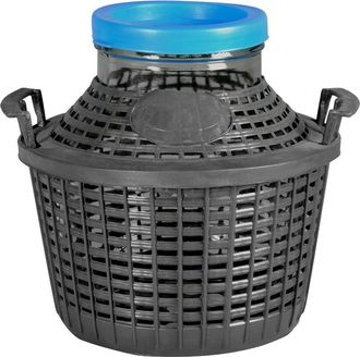 hOme Home Korbflasche aus Glas mit Kunststoffkorb, Grün/Braun, 5 Liter