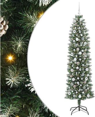 vidaXL K&uuml;nstlicher schlanker Weihnachtsbaum Gr&uuml;n und Wei&szlig; 210 cm vidaXL