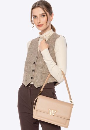 Wittchen Damen-Umh&auml;ngetasche aus Leder mit Quaste, Beige, Naturleder