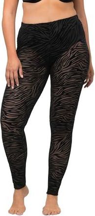 Ulla Popken Legging en Maille, Imprimé Animal Grande Taille, Noir, 64-66 Femme