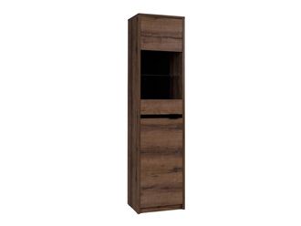 Mirjan24 Standvitrine Reton R16 Vitrine Vitrinenschrank Stauraumvitrine Hochschrank Wohnzimmer Schrank Highboard (Monastery Eiche/Monastery Eiche + Schwarz Hoc