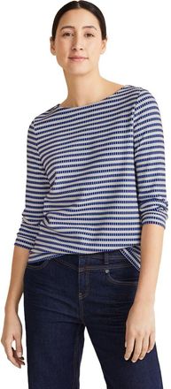 Street One Damen T-Shirt 3/4 Arm Gestreift, fresh intense gentle blue, 34