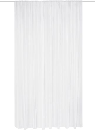 Home Wohnideen 41082 Fertigstore KYRA aus Effektvoile mit Streifen, weiß, Kräuselband, Farbe:weiß, Größe:175 x 450 cm, Anzahl:1x