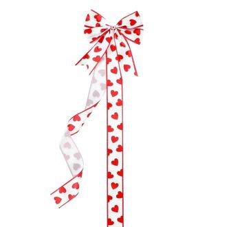 Generico B&ouml;gen f&uuml;r Schr&auml;nke- Valentine Day Bowknot Dekor, 198 cm Satin Herz Print Ribbon Schleife, Romantische Geschenkwickel Akzent | Dekorative Schrank T&uuml;r F