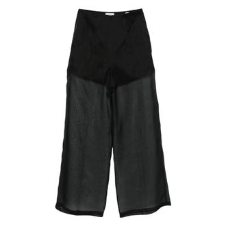 Forte_Forte Chic Organza Silk Wide Leg Pants - - Trousers - Damen - Schwarzk - S