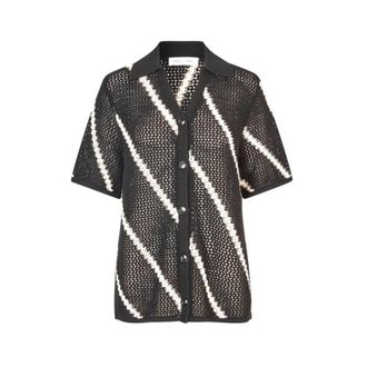 Sams&oslash;e & Sams&oslash;e Gestreifte Oversized Strickjacke - - Blouses & Shirts - Damen - Schwarzk - S
