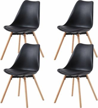 Eggree Eggree - Lot de 4 Chaises de Salle à Manger en pp avec Pieds en Hêtre-Noir