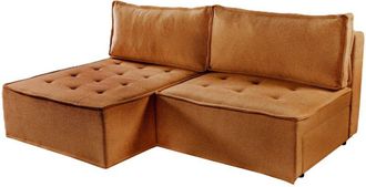 KAISER Bohoo Mini modernes Ecksofa mit Schlaffunktion Ziegel Links