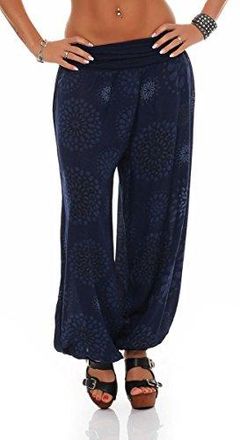 Malito more than fashion Malito Culotte Bouffante avec D´Été Design Sweatpants Boyfriend Pantalon 7181 Femme Taille Unique (Bleu foncé)