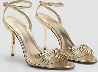 Mango Sandales talon &agrave; brides or - Femme - 35 - MANGO