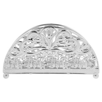 BESPORTBLE Freistehender Serviettenhalter Metall Halbkreisform Napkin Rack mit Vintage Design f&uuml;r Restaurant K&uuml;che Tischorganisation Platzsparend Robust Silber