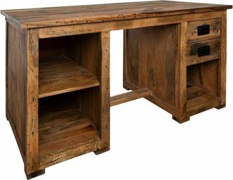 Massivmoebel24 Schreibtisch Mango 140x80x76 natur lackiert railway 161