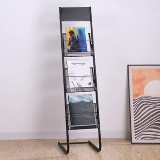 Generic Zeitschriftenständer, Faltbarer Prospektständer, Bodenständer für Literatur, schmaler Zeitschriftenhalter, 3 Ebenen, Aufbewahrungs- und Organisationsr