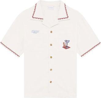 Dr&ocirc;le de Monsieur Homme, Chemises, Beige, Taille: M Cotton Cocktail Open Collar Shirt