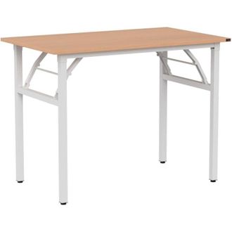 Need Need - Bureau dOrdinateur Informatique Pliante 100x60cm Table d&eacute;tude/&agrave; d&icirc;ner Pliable pour Maison/Bureau,Teck et Blanc