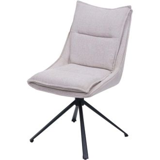 Hhg Chaise de salle &agrave; manger 453, chaise de cuisine, pivotante, tissu/textile (420g/m&sup2;) &Ouml;ko-Tex, cr&egrave;me-beige